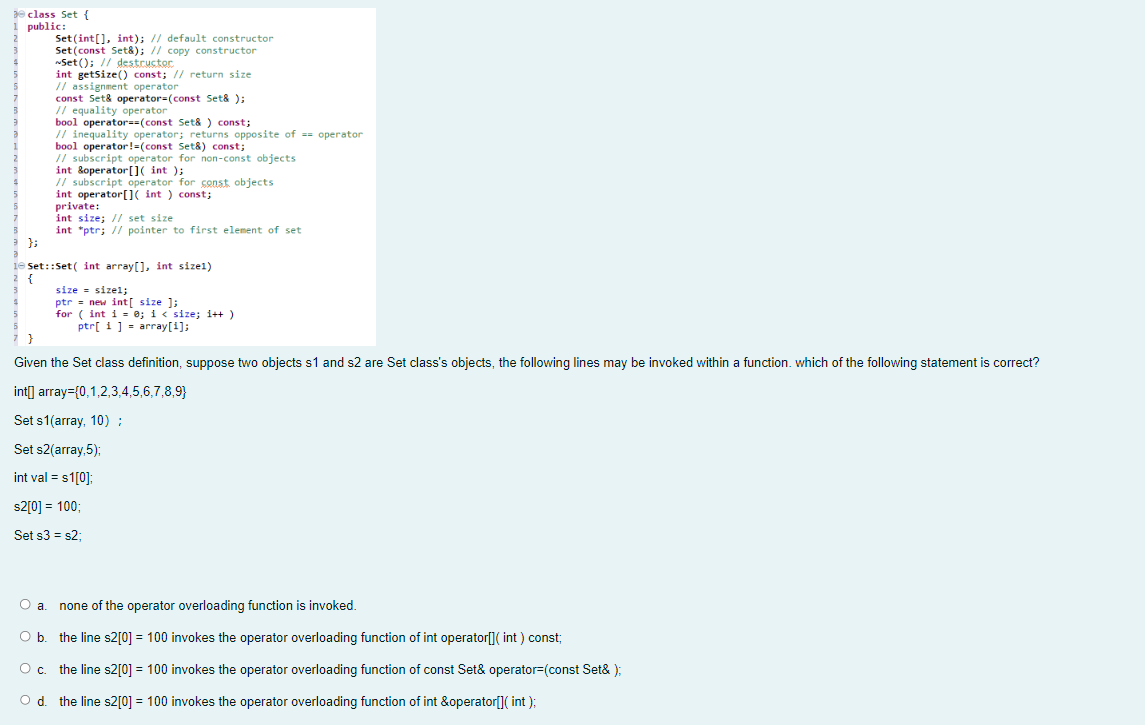 Solved int] array ={0,1,2,3,4,5,6,7,8,9} Set $1( array, 10) | Chegg.com