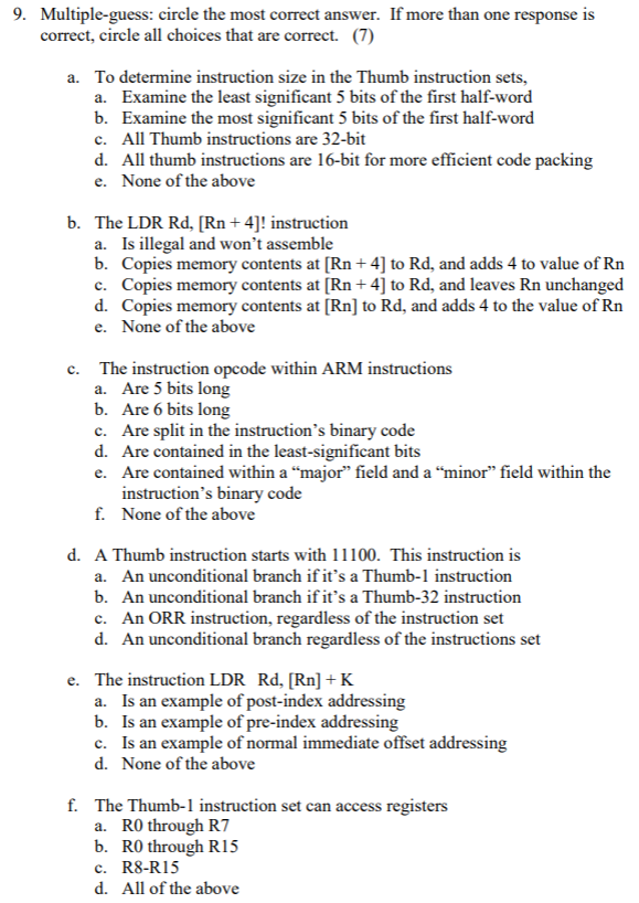 9. Multiple-guess: circle the most correct answer. If | Chegg.com