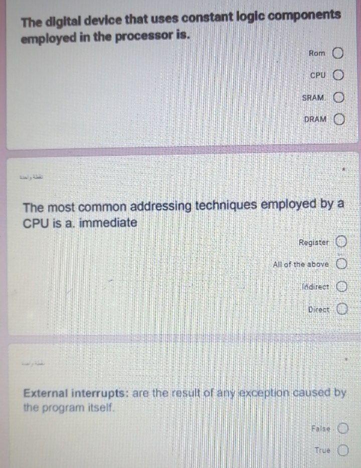 Solved The digital device that uses constant logic | Chegg.com