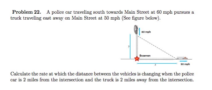 Solved Problem 22. A police car traveling south towards Main | Chegg.com