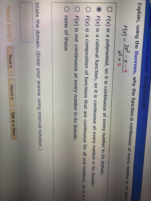 Solved Ex plain, using the theorems, why the function is | Chegg.com