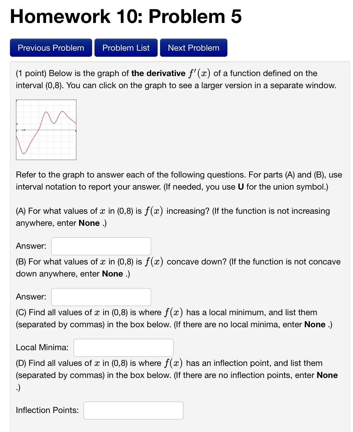 Solved Homework 10: Problem 5 (1 point) Below is the graph | Chegg.com