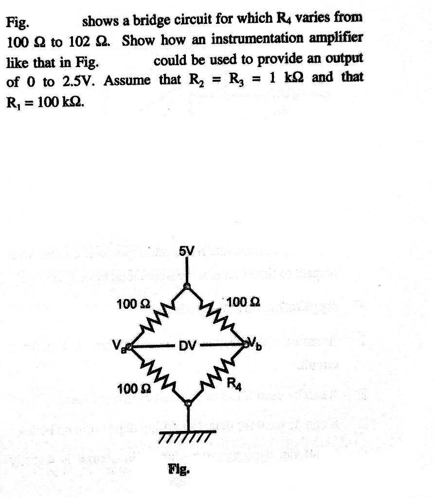 Solved Fig. shows a bridge circuit for which R4 varies from | Chegg.com