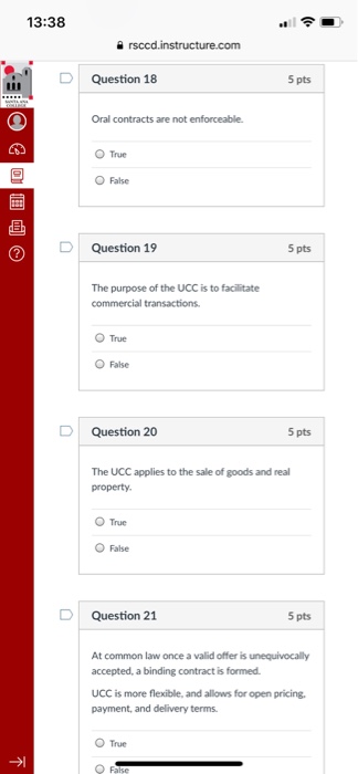 Solved 13:38 rsccd.instructure.com D | Question 15 5 pts | Chegg.com