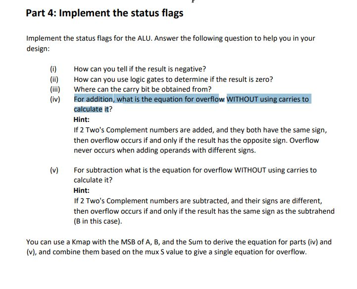ALU Implementation using multiplexors An ALU | Chegg.com