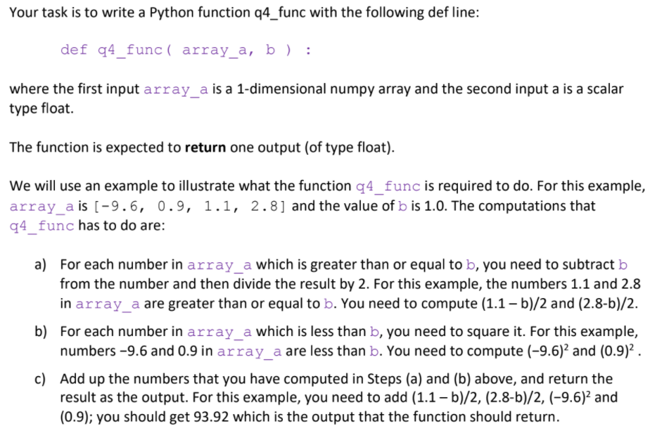 Solved Your task is to write a Python function q4_func with | Chegg.com