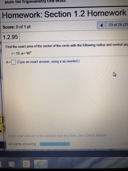 Solved Math 104 Trigonometry CRN 94353 Homework: Section 1.2 | Chegg.com