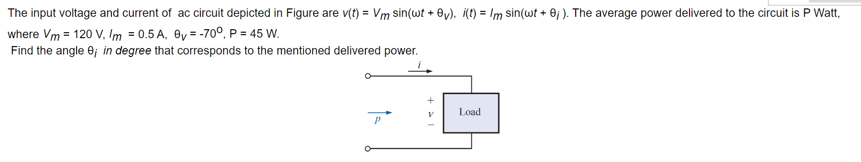 Solved The input voltage and current of ac circuit depicted | Chegg.com