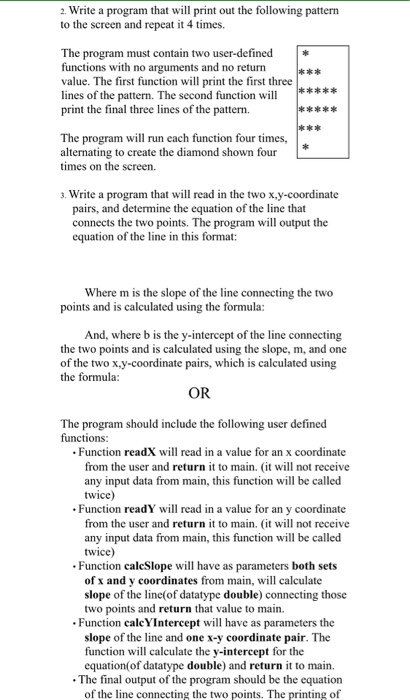 2. Write a program that will print out the following | Chegg.com