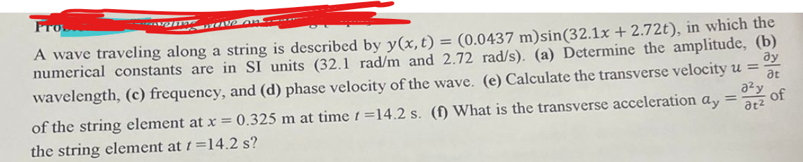 Solved A wave traveling along a string is described by | Chegg.com