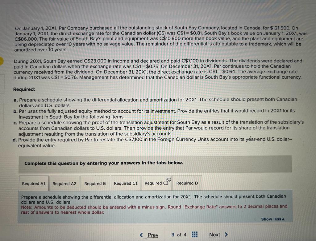 Solved On January 1, 20X1, Par Company purchased all the | Chegg.com