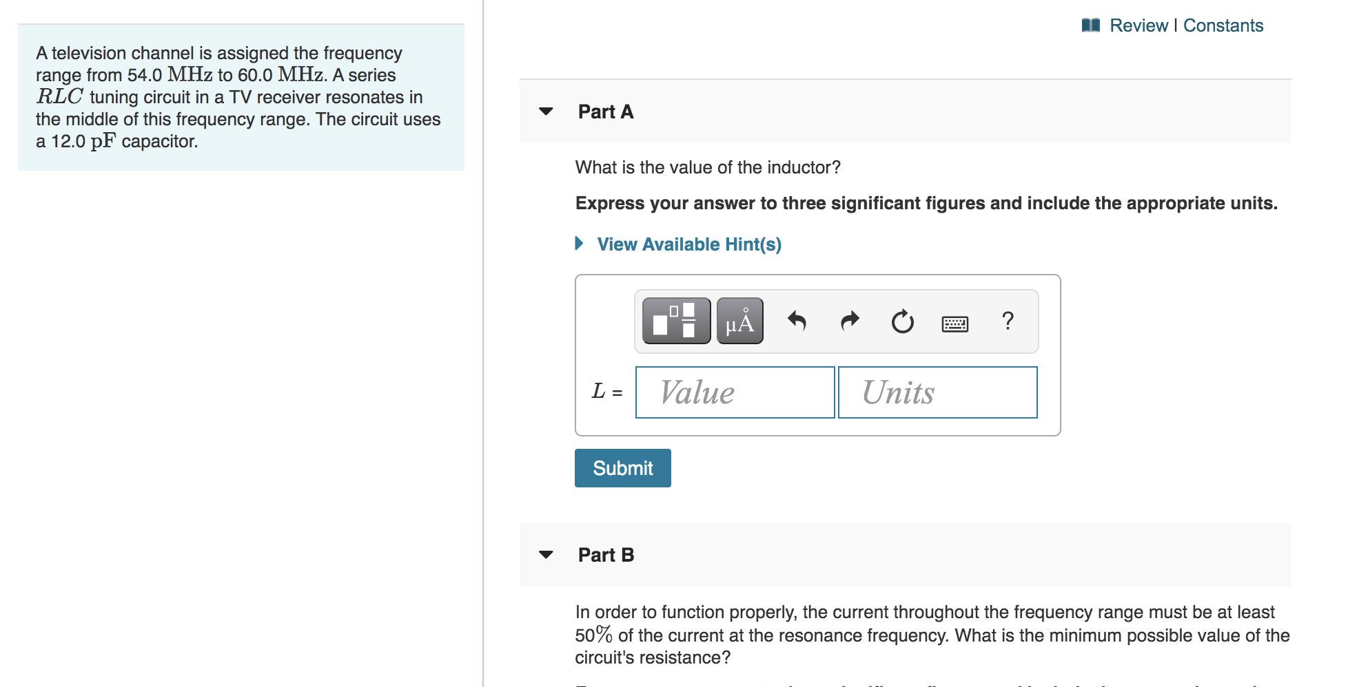 Solved | Review | Constants A television channel is assigned | Chegg.com