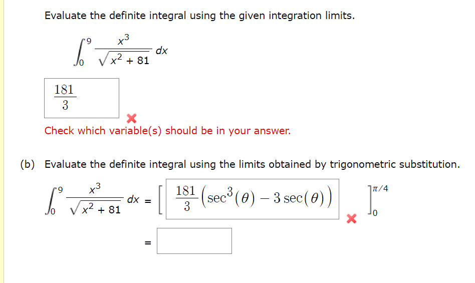 Solved Evaluate the definite integral using the given | Chegg.com