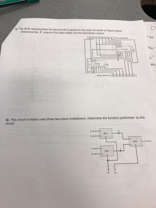 Solved 5). The BCD representation for decimal 56 is applied | Chegg.com