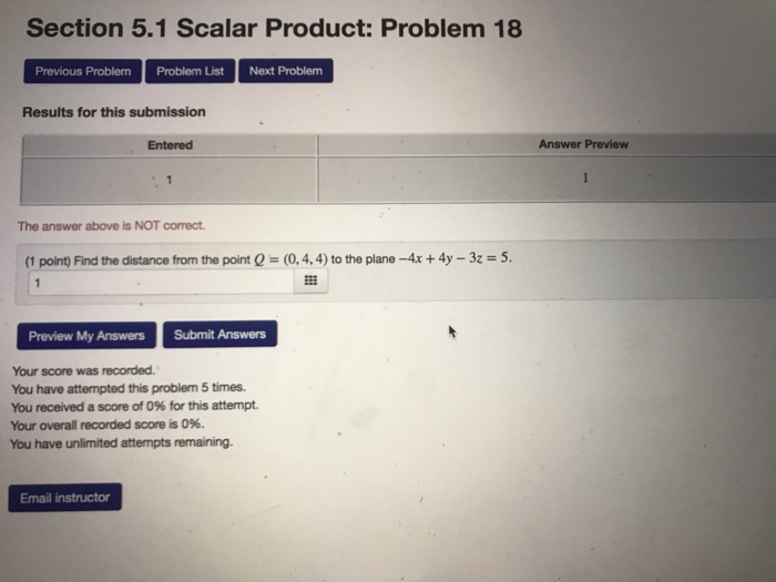 Solved Section 5.1 Scalar Product: Problem 16 Previous | Chegg.com