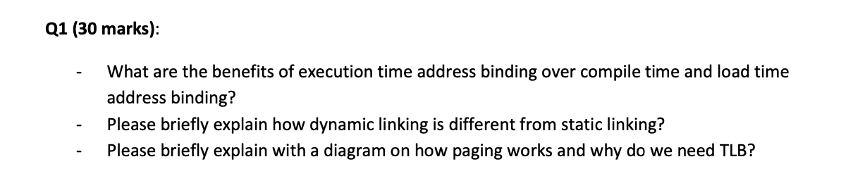 Solved Q1 (30 marks): What are the benefits of execution | Chegg.com