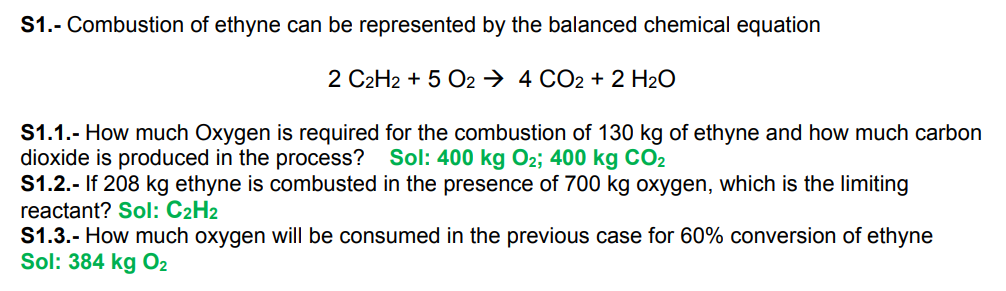 Solved S1.- Combustion of ethyne can be represented by the | Chegg.com