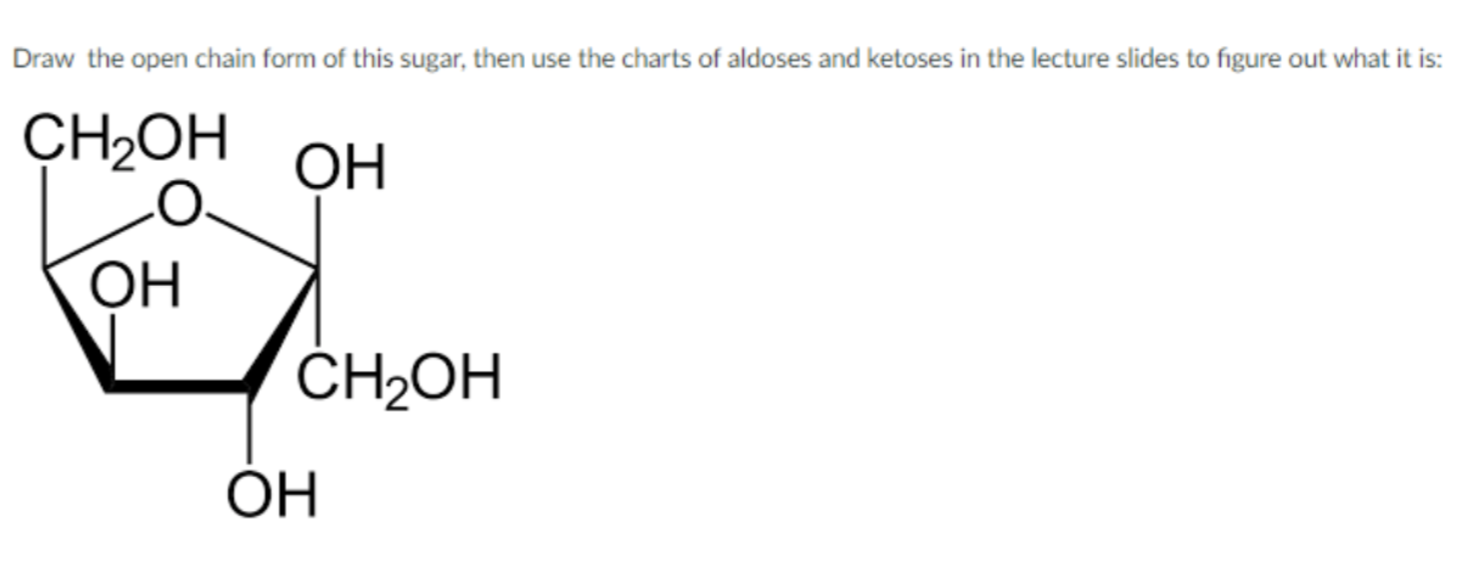 Solved Draw the open chain form of this sugar, then use the | Chegg.com