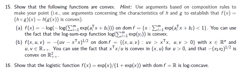 Solved Show that the following functions are convex. Hint: | Chegg.com
