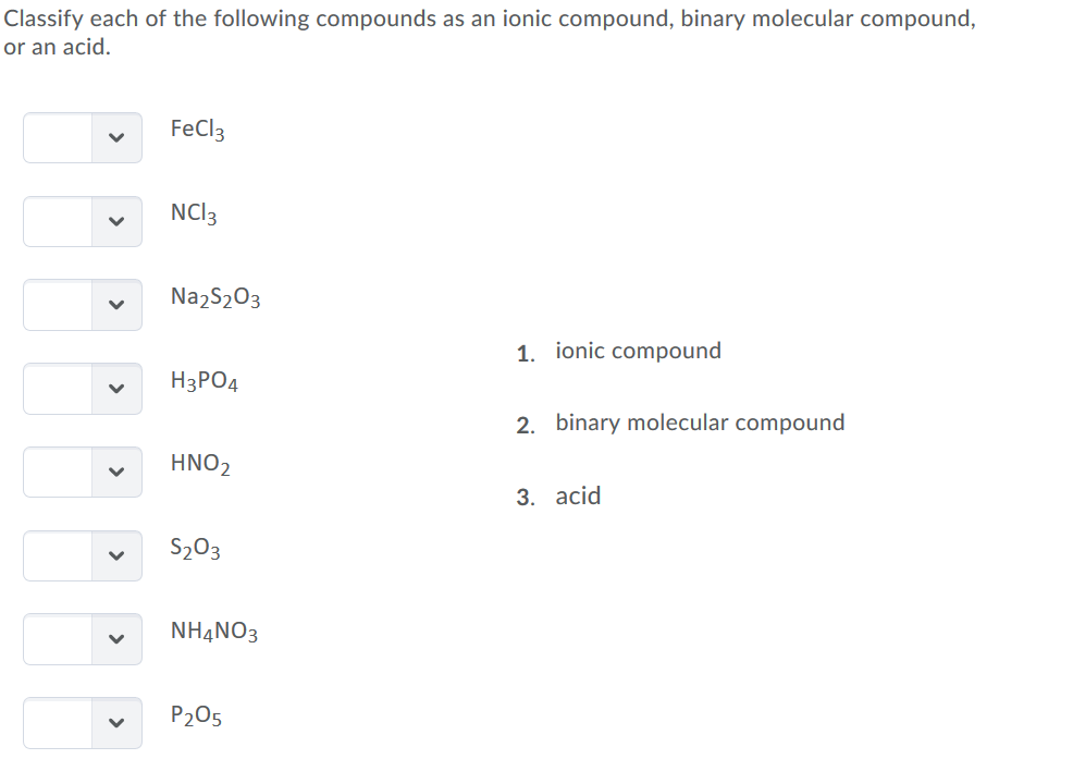 Solved Classify each of the following compounds as an ionic | Chegg.com