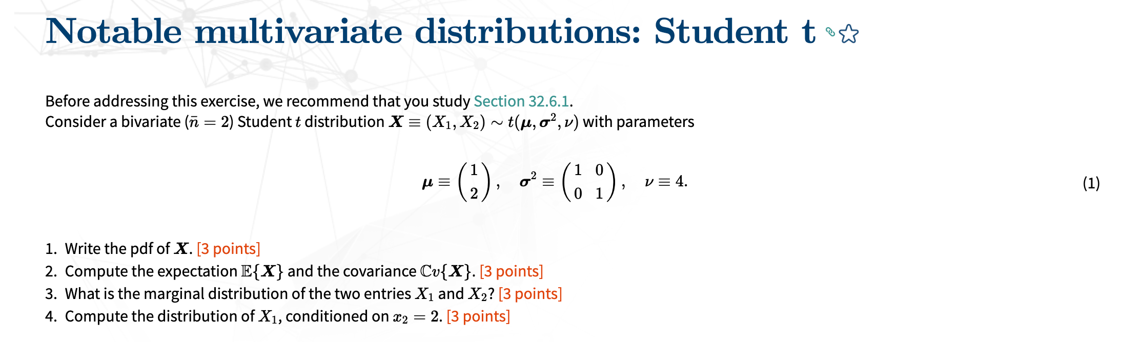 Notable multivariate distributions: Student to Before | Chegg.com