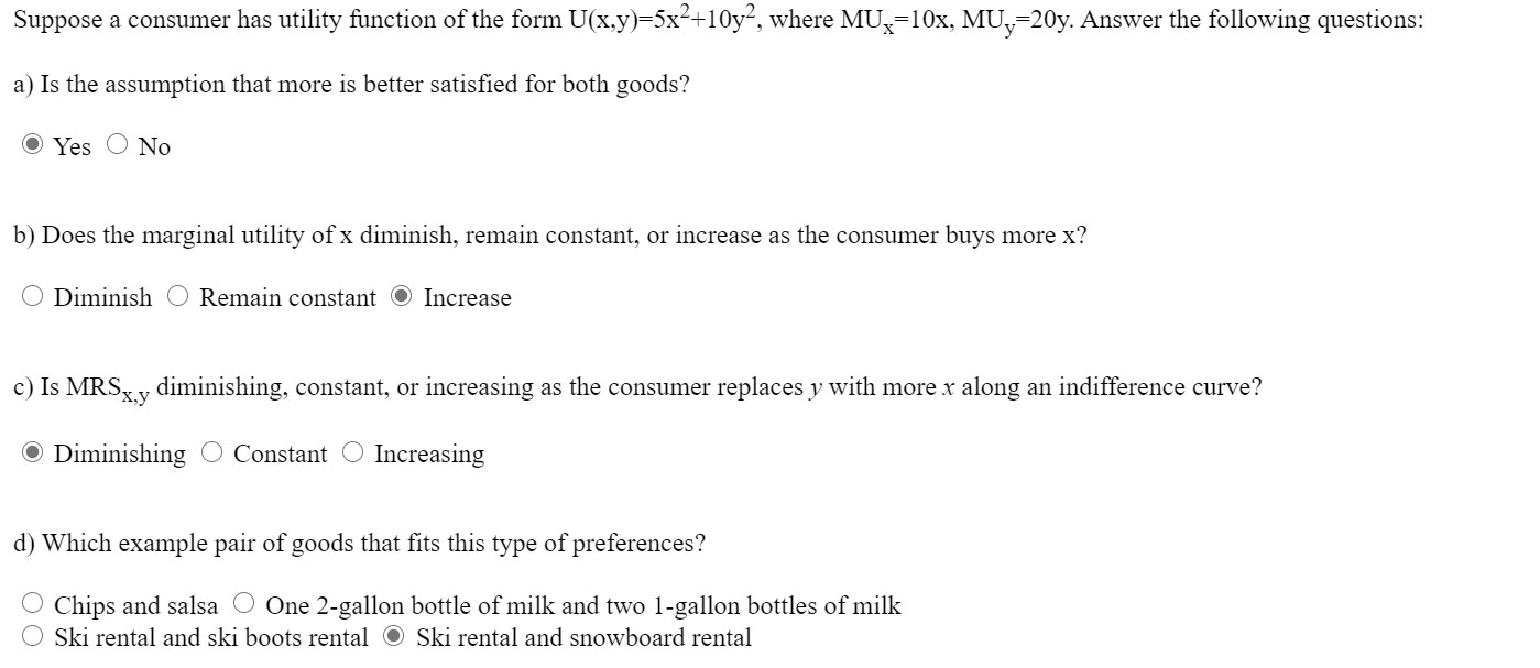 Solved Suppose a consumer has utility function of the form | Chegg.com