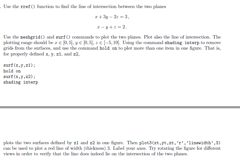 Use The Rref Function To Find The Line Of