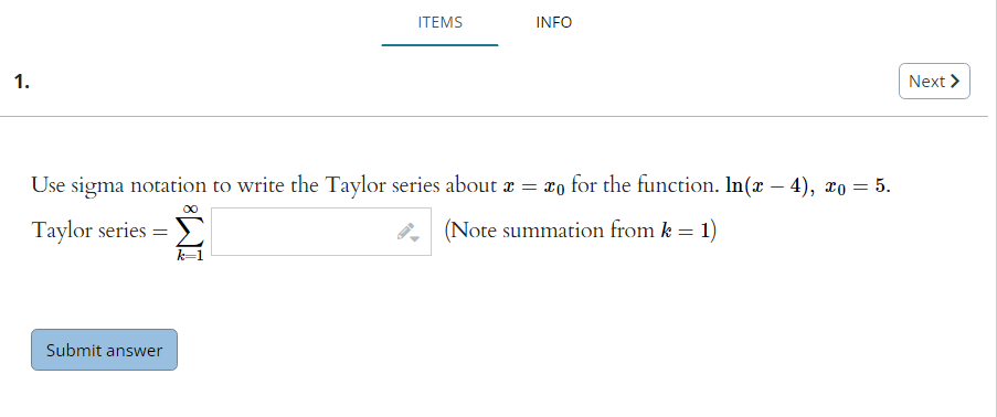 Solved Use sigma notation to write the Taylor series about | Chegg.com