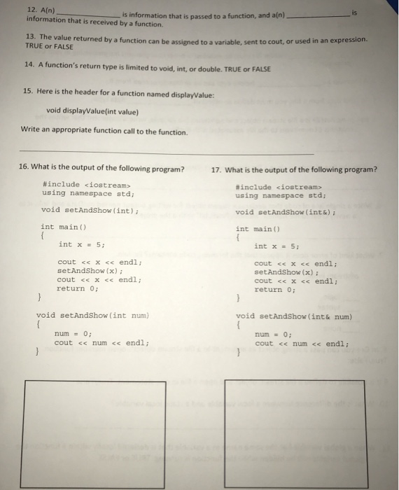 Solved 12. A(n) information that is received by a function. | Chegg.com