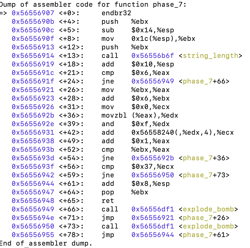 Solved I need help with phase 7 of binary bomb lab. The | Chegg.com