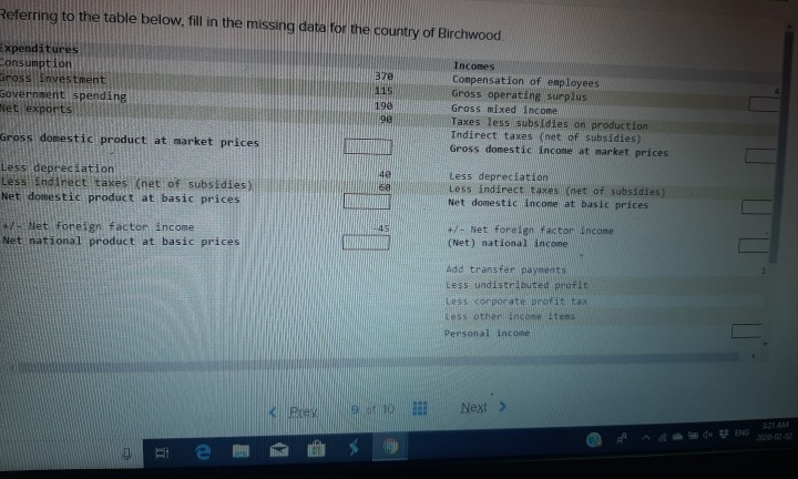 Referring to the table below, fill in the missing | Chegg.com