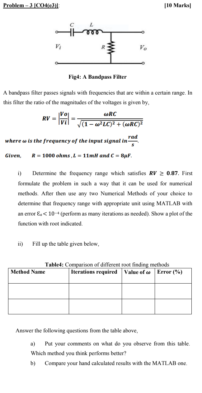 Solved Problem - 3 (C04(e3)l: [10 Marks) مال w Vi R V. Fig4: | Chegg.com