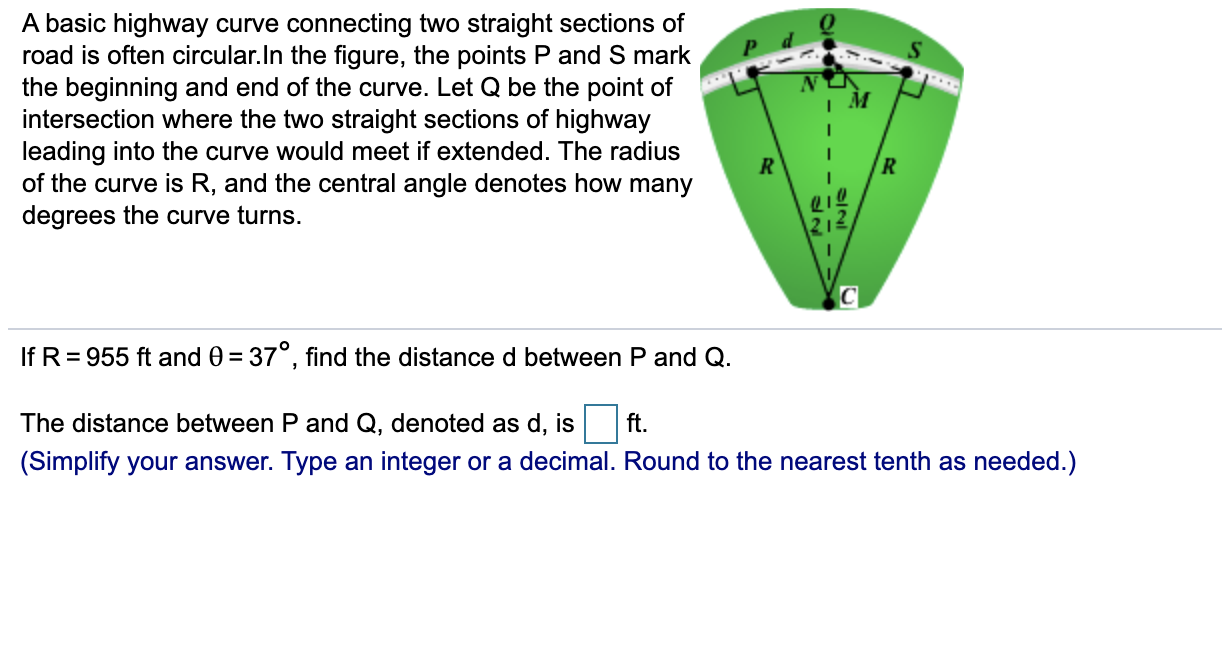 Solved NE A basic highway curve connecting two straight | Chegg.com
