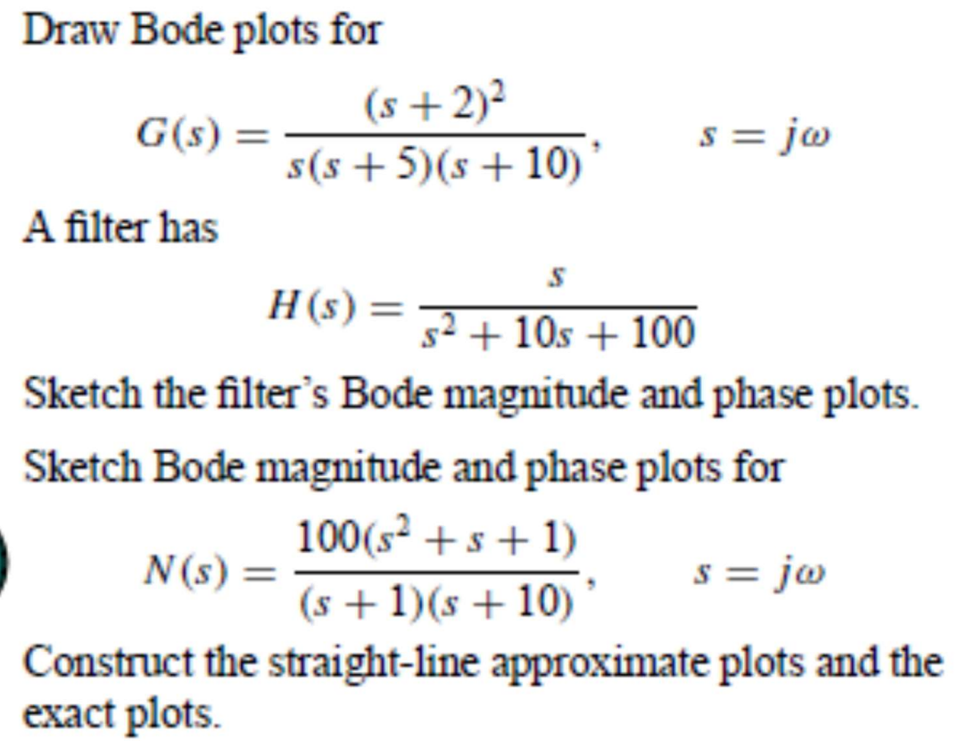 Solved Draw Bode plots for G(s)=s(s+5)(s+10)(s+2)2,s=jω A | Chegg.com