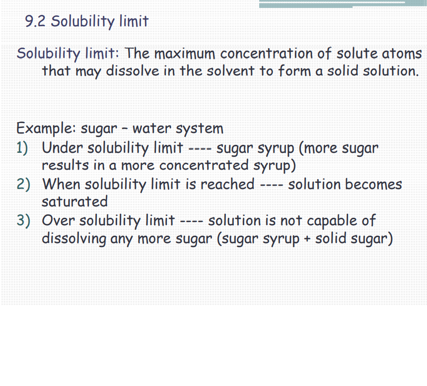 9.2 Solubility limit Solubility limit: The maximum | Chegg.com
