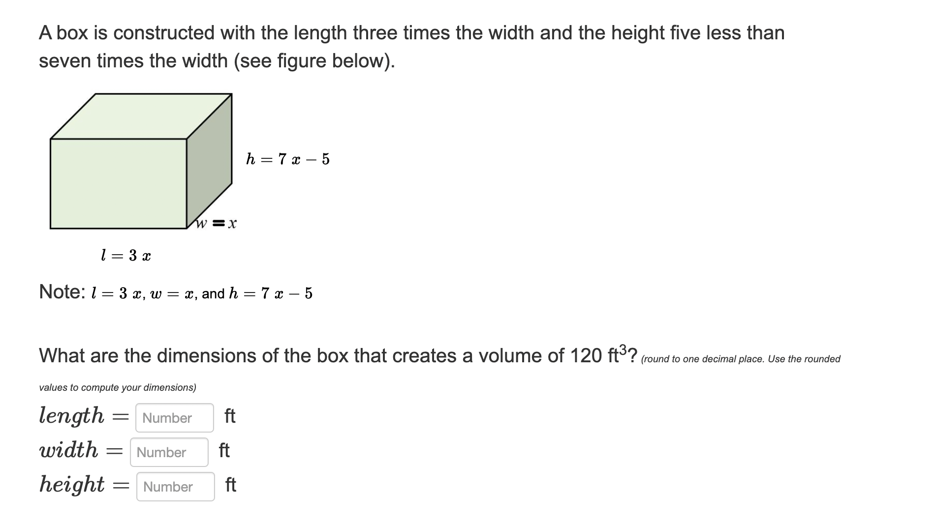 Solved A box is constructed with the length three times the | Chegg.com