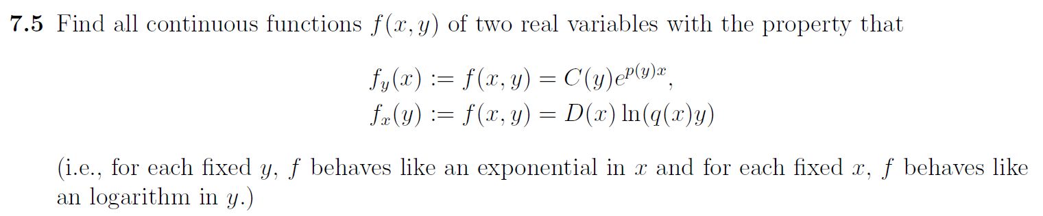 Solved 5 Find all continuous functions f(x,y) of two real | Chegg.com