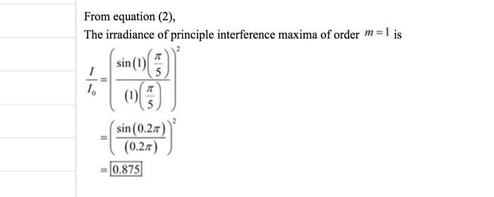 Solved From equation (2), The irradiance of principle | Chegg.com