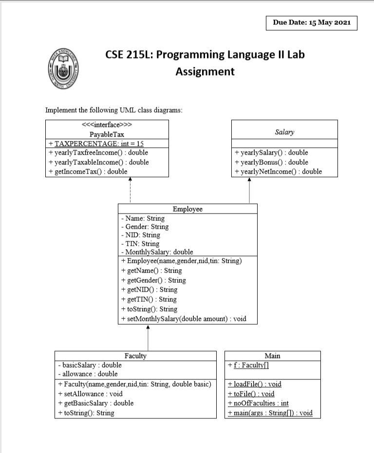 Solved Salary Implement the following UML class diagrams: | Chegg.com