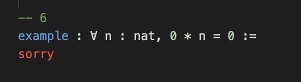 Solved −−6 example : ∀n:nat,0∗n=0:= sorry | Chegg.com