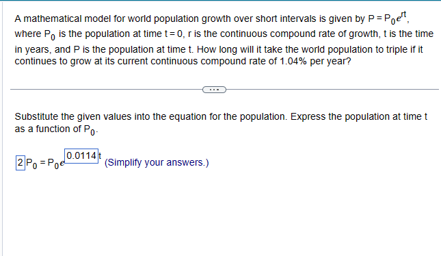 Solved A Mathematical Model For World Population Growth Over
