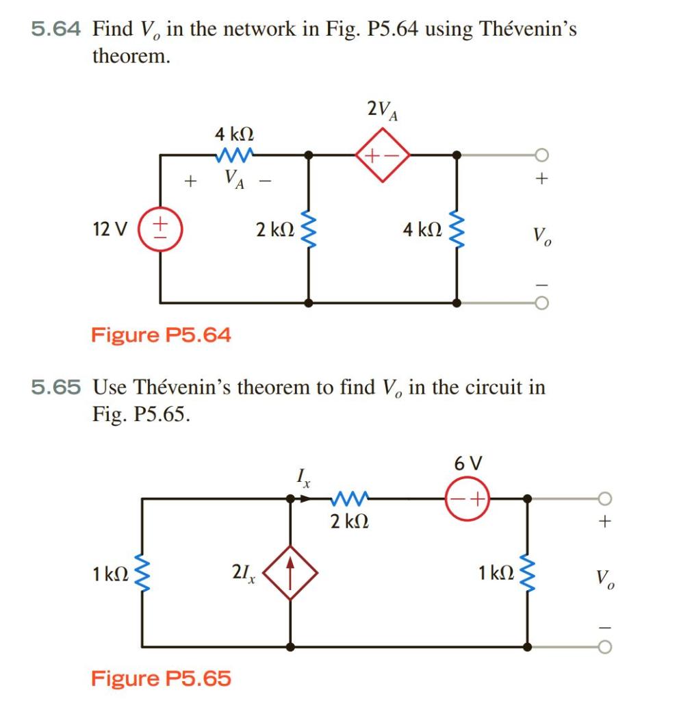 Solved 0 5.64 Find V. in the network in Fig. P5.64 using | Chegg.com
