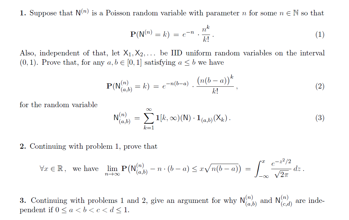 Solved 1 Suppose That Nn Is A Poisson Random Variable