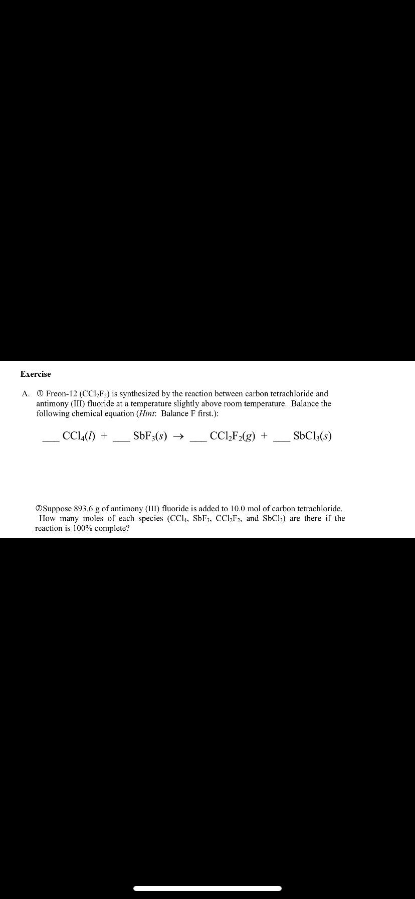 Solved Exercise A. O Freon-12 (CCI,F2) is synthesized by the | Chegg.com
