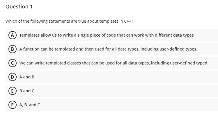 Solved Question 1 Which of the following statements are true | Chegg.com