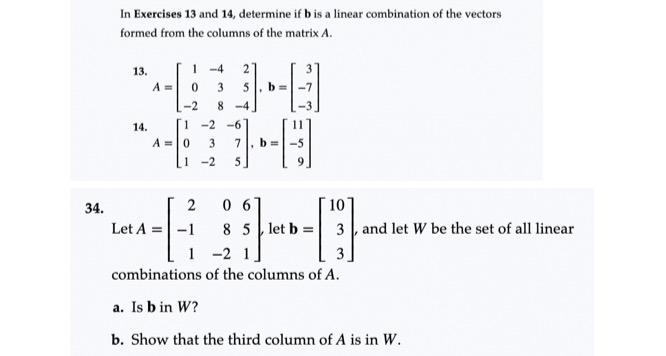 Solved In Exercises 13 and 14, determine if b is a linear | Chegg.com