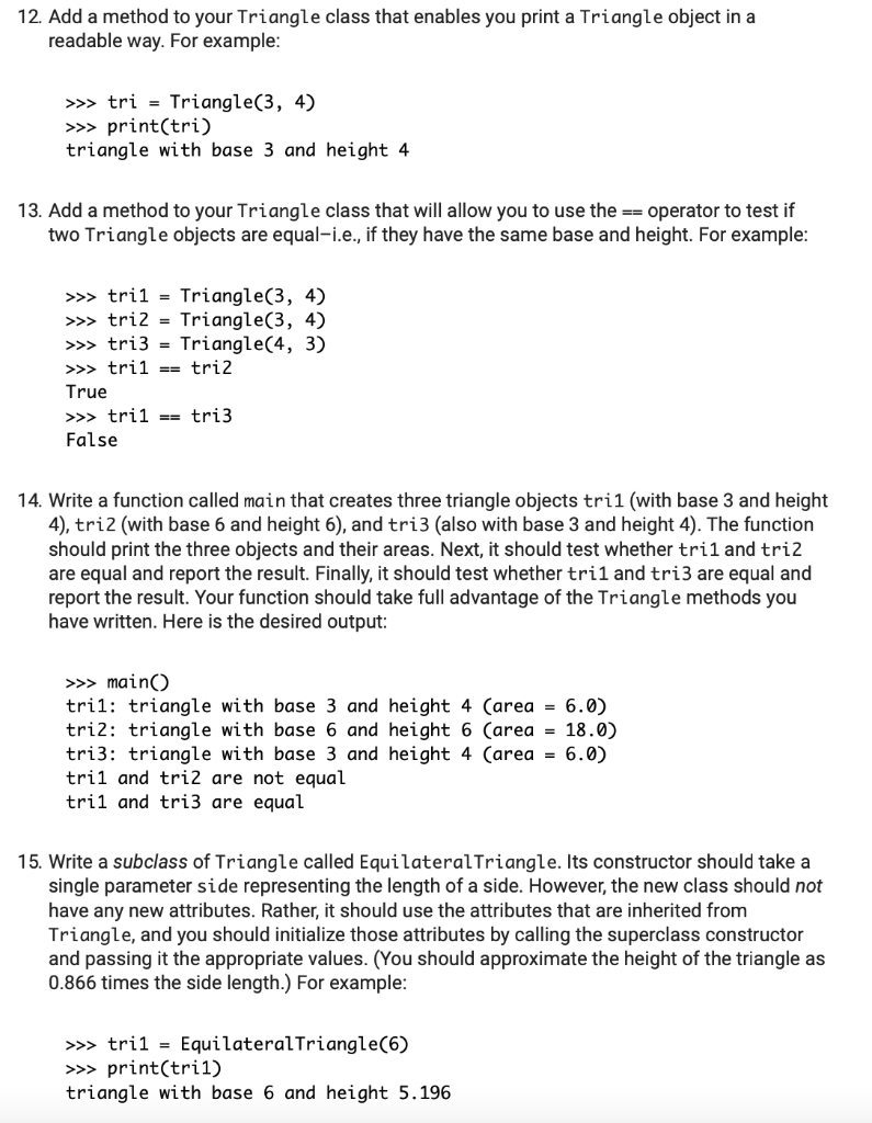 Solved #11 class Triangle: def __init__(self, | Chegg.com