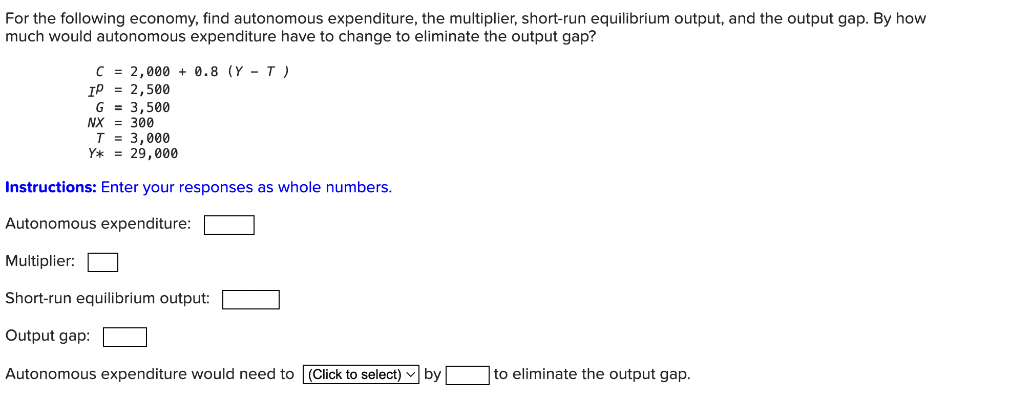 Solved For the following economy, find autonomous | Chegg.com