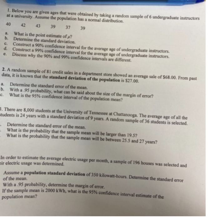 Solved 1. Below you are given ages that were obtained by | Chegg.com