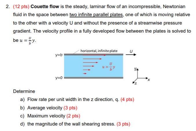 Solved Couette flow is the steady, laminar flow of an | Chegg.com
